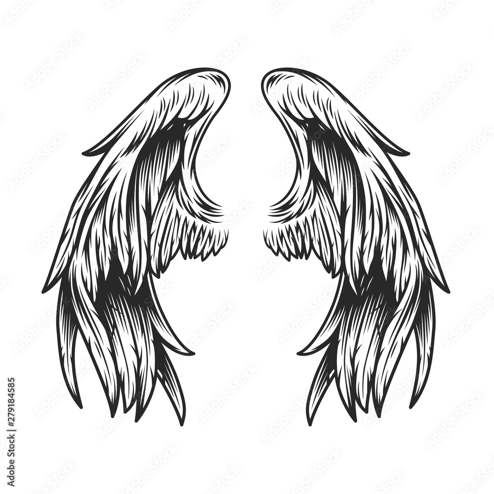 Vintage angel wings template Stock Vector | Adobe Stock