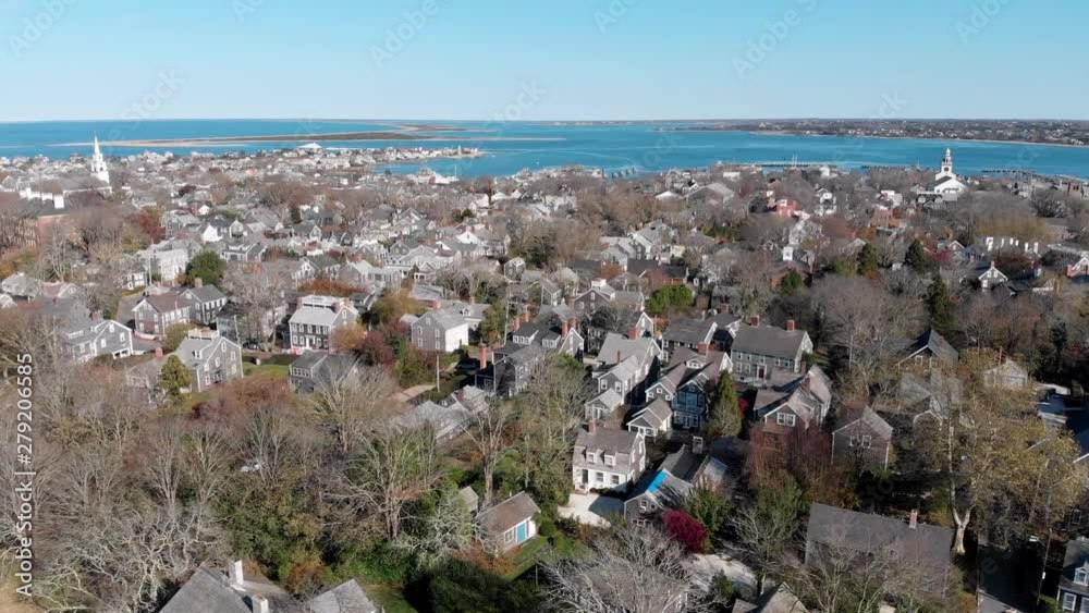 Aerial 4k Footage of Down Town of Nantucket, famous tourist attraction ...