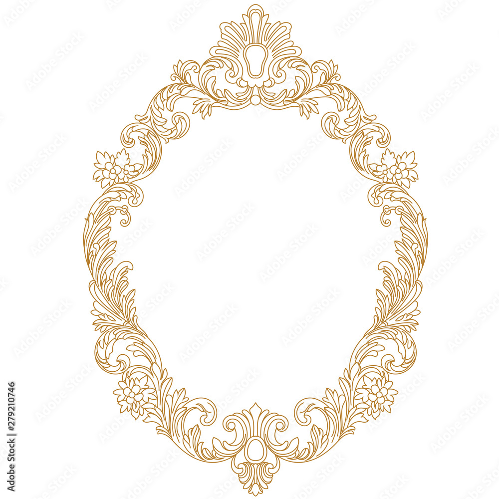 Vintage oval pattern frame in old style. Vector.Vintage oval pattern ...