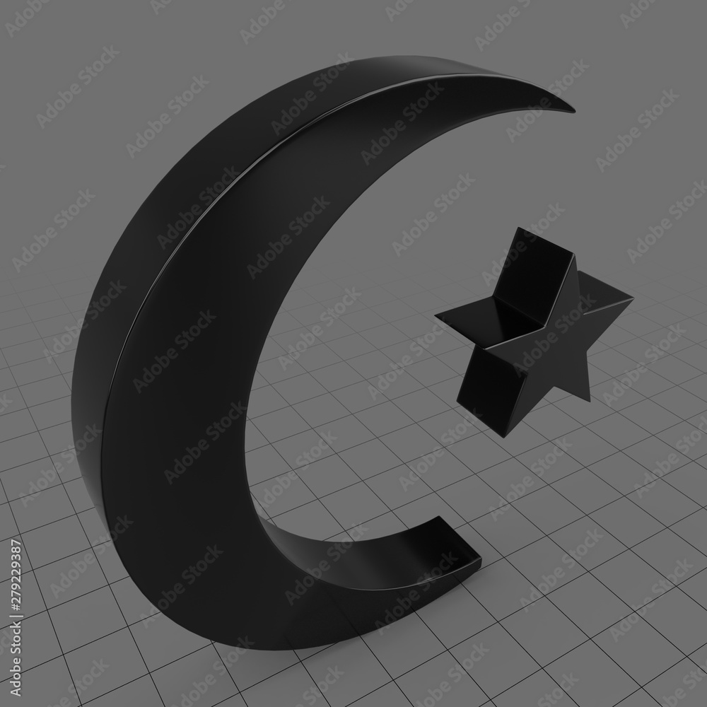 Crescent and star symbol Stock 3D asset | Adobe Stock