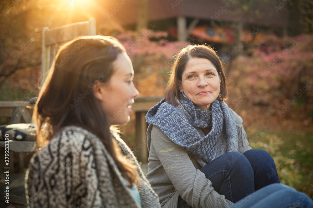 Mother and daughter talking outside Stock Photo | Adobe Stock