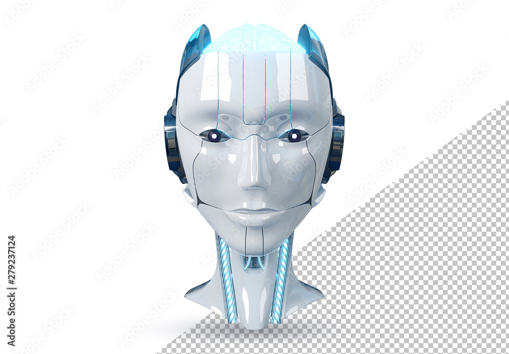 White Robot Head Mockup Stock Template | Adobe Stock