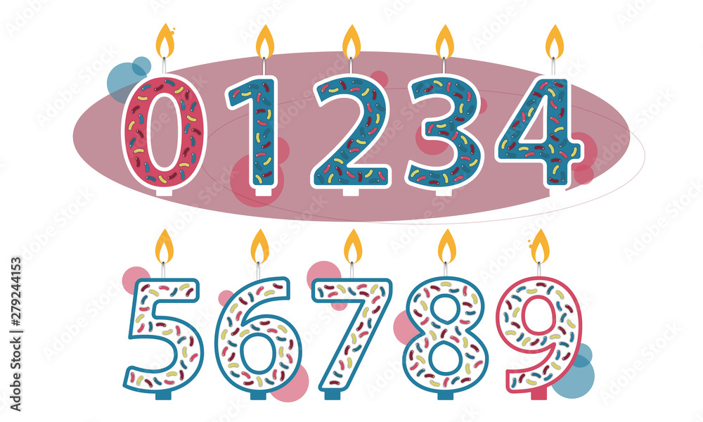 Set Birthday Candles. Numbers Stock Vector | Adobe Stock
