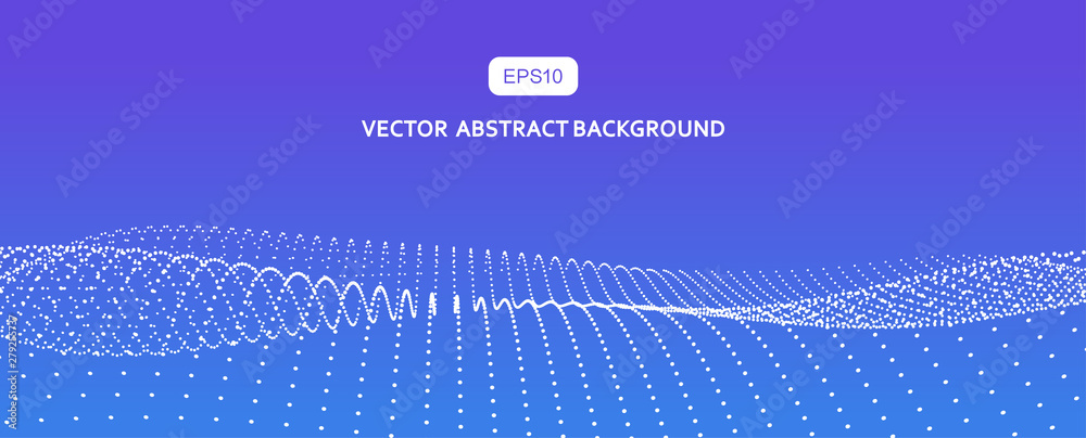 3D abstract vector particle wave background,Ai tech wire network ...