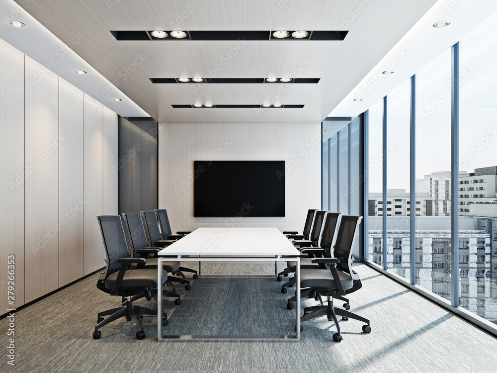 Modern meeting room interior. 3D render Stock Illustration | Adobe Stock