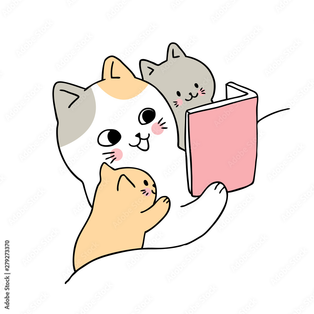 Animated Cat Reading A Book