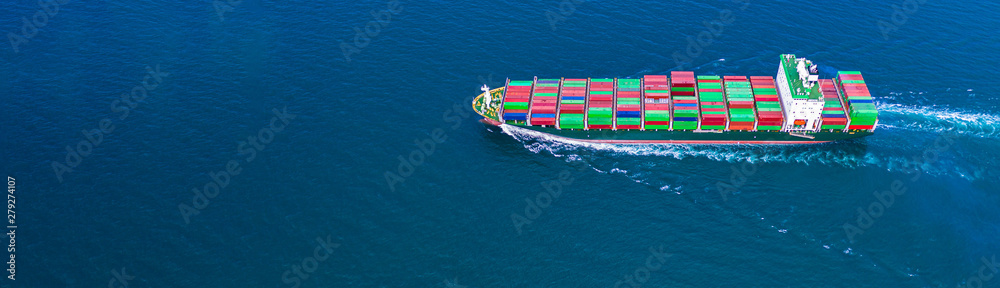 Container ship carrying container for import and export, business ...