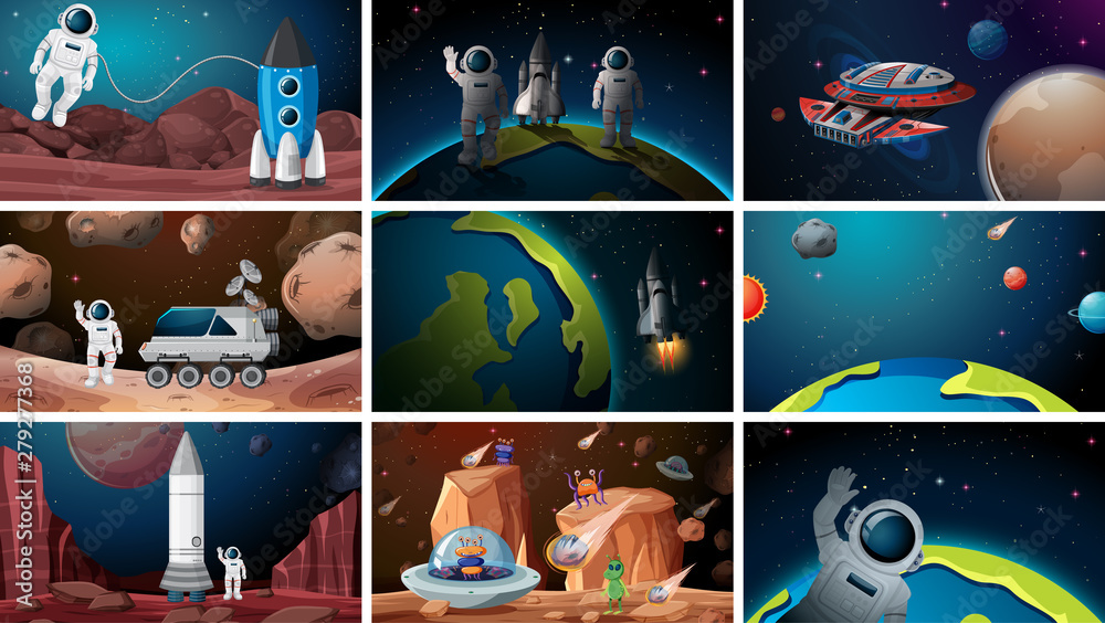 Set of space backgrounds Stock Vector | Adobe Stock