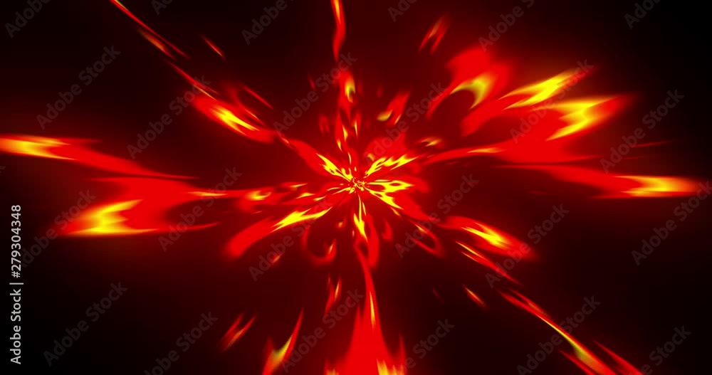 30 Second Red Hyperspace 3 Step Cartoon Animation. Neon glowing rays in ...