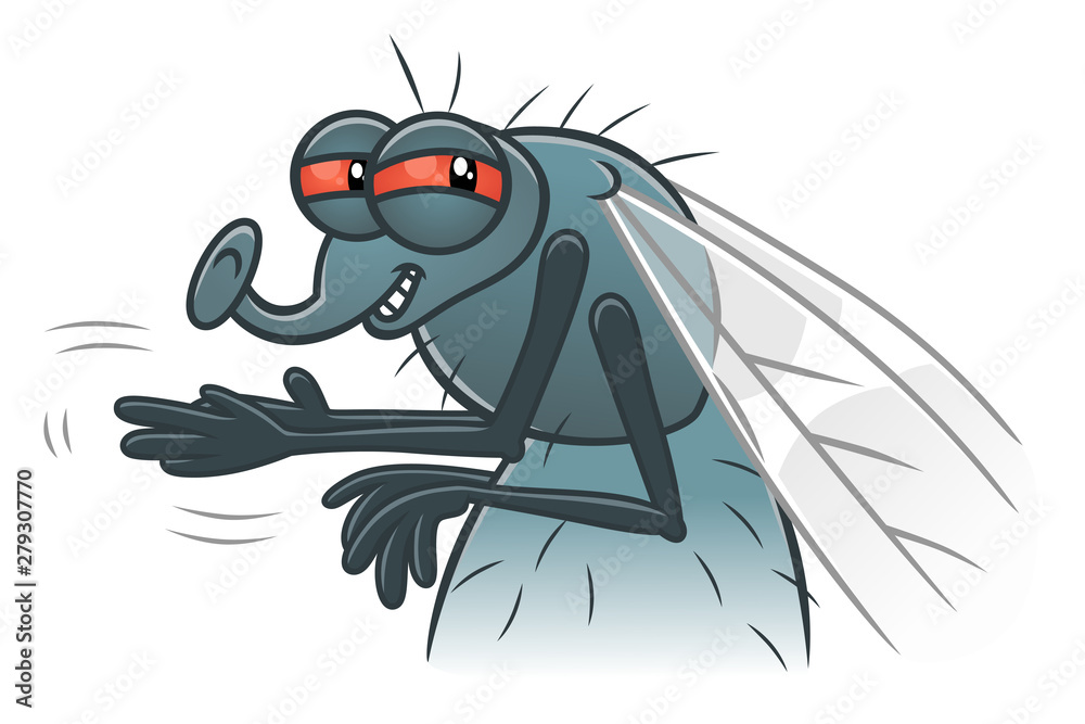 Cartoon fly rubbing hands Stock Vector | Adobe Stock