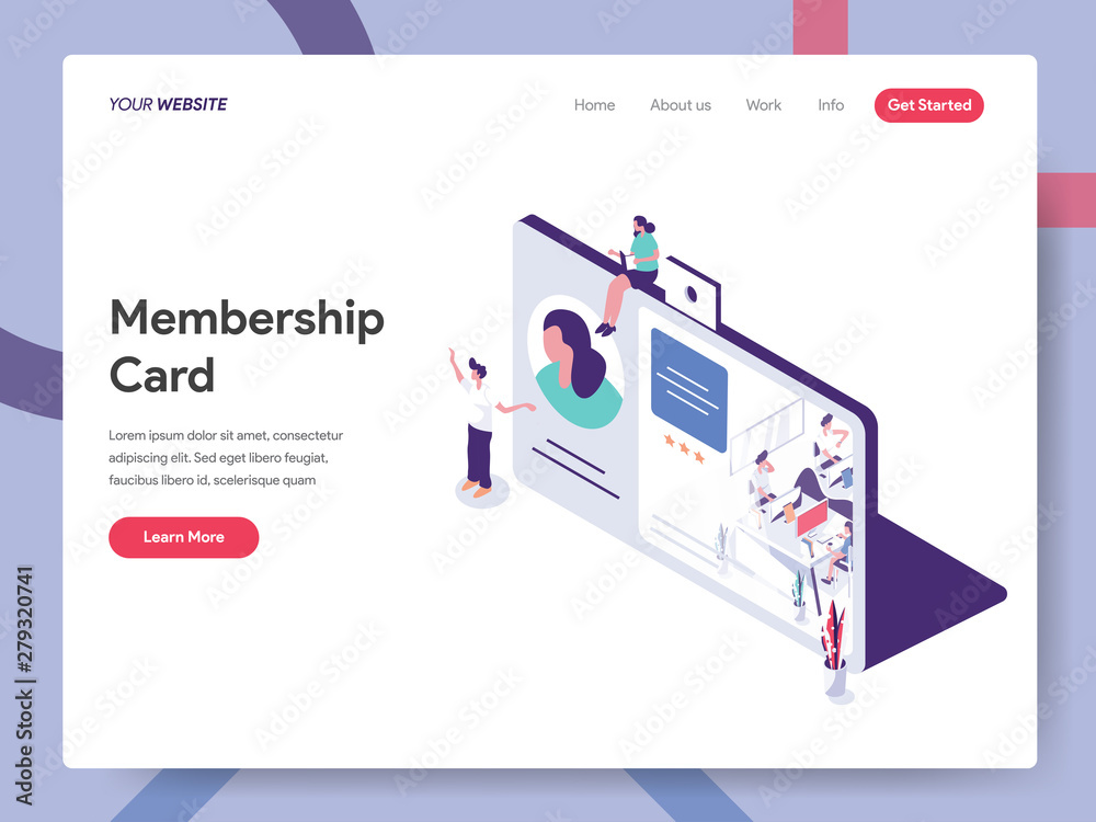 Landing page template of Membership Illustration Concept. Isometric ... Landing page template of Membership Illustration Concept. Isometric ...