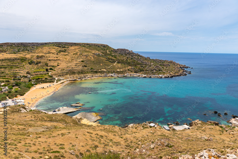 Mgarr, Malta - Panorama of Gnejna bay, the most beautiful beach in ...