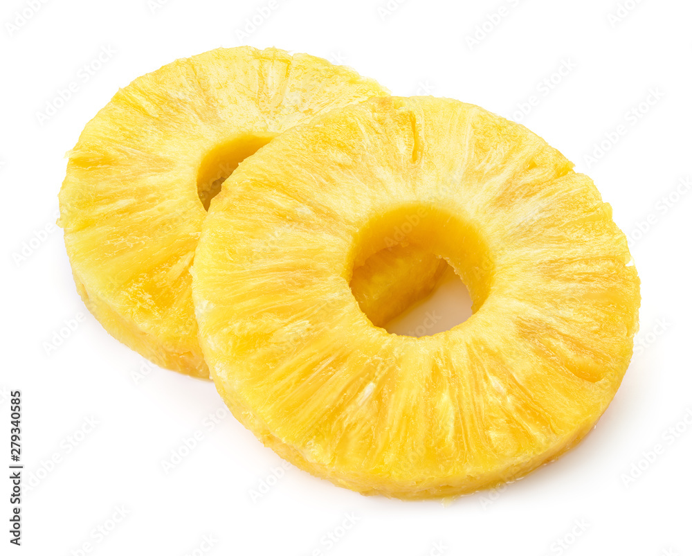 Pineapple ring. Pineapple slice isolated. Canned pineapple circle on ... Pineapple ring. Pineapple slice isolated. Canned pineapple circle on ...