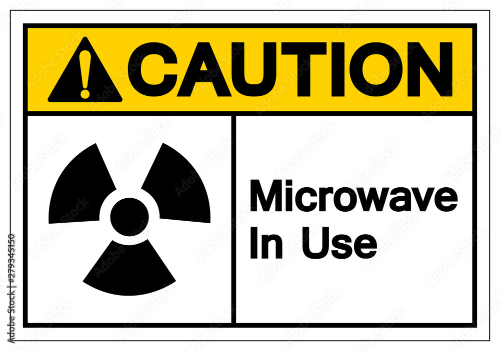 Caution Microwave In Use Symbol Sign, Vector Illustration, Isolate On ...