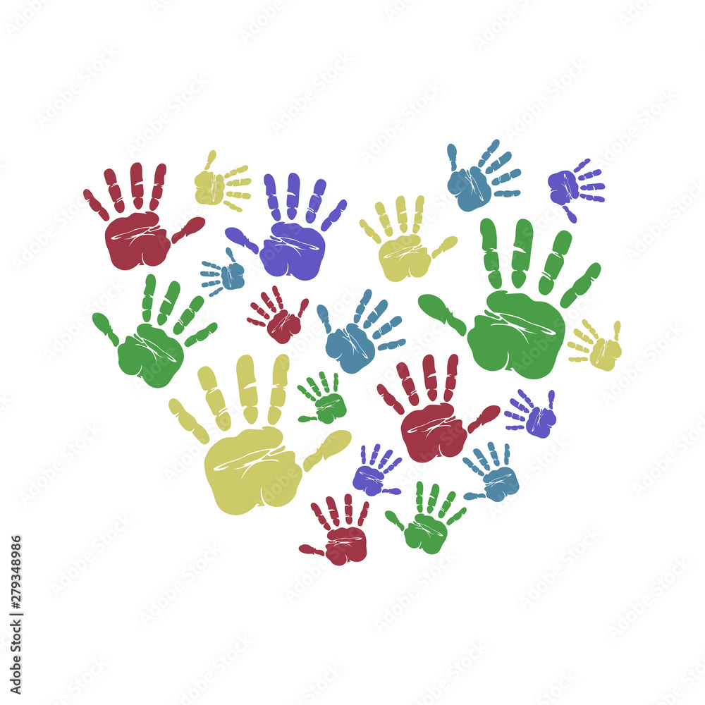 Painted Heart As Hand Prints