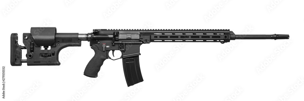 Modern automatic rifle isolated on white Stock Photo | Adobe Stock