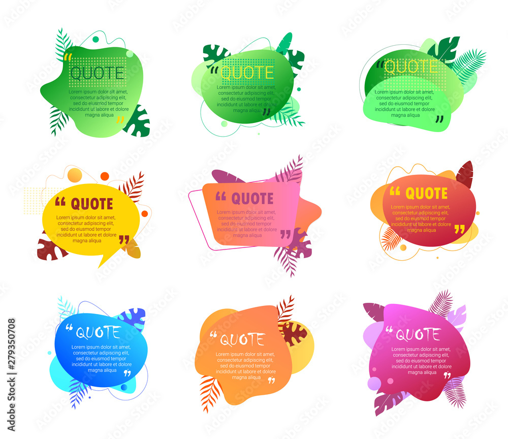 Set of quote box vector isolated on white background. Templates speech ...