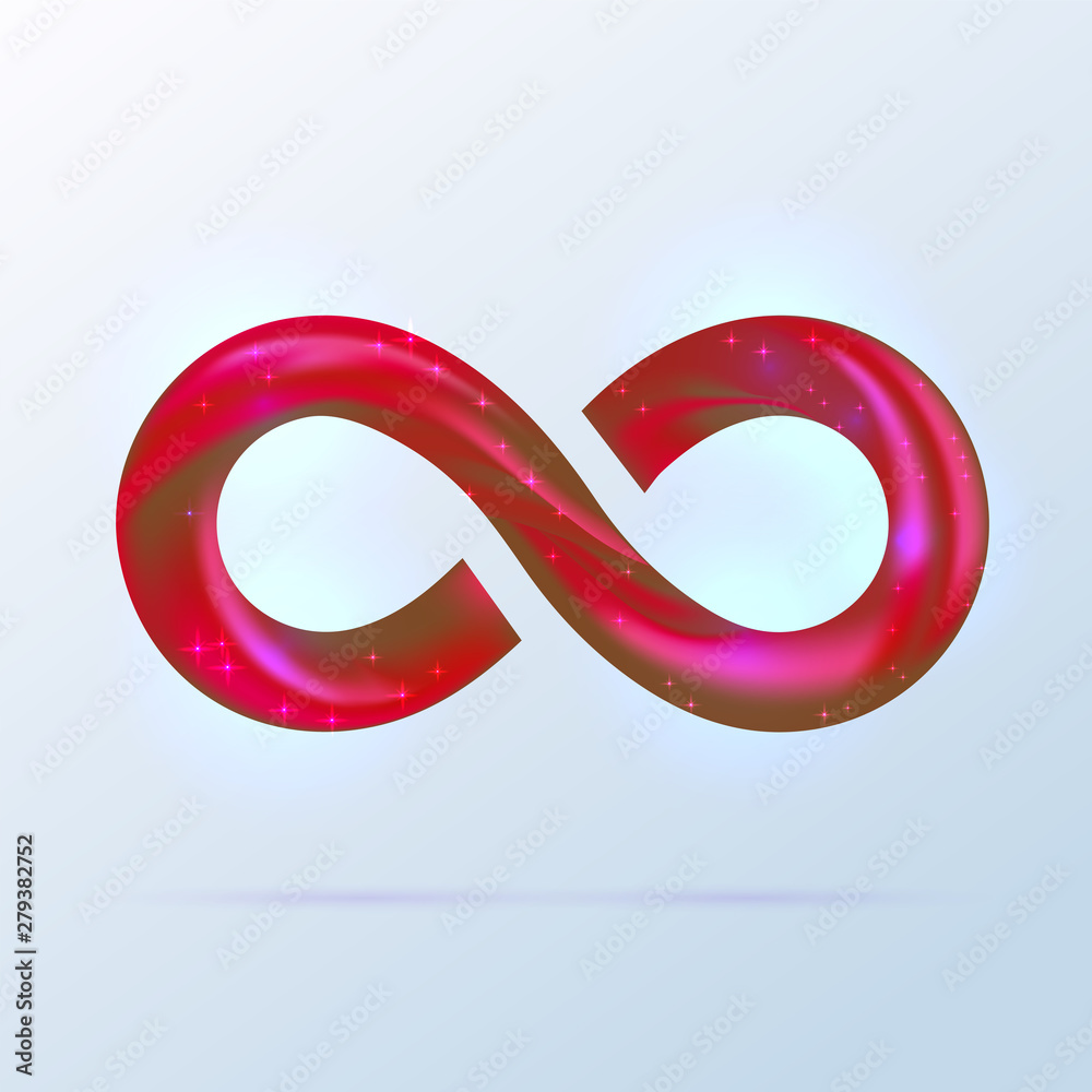 Red fusion swoosh ribbon infinity symbol background with shades. Vector ...