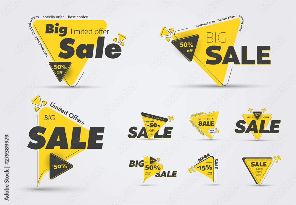 Yellow and Black Sale Icons Set Stock Template | Adobe Stock