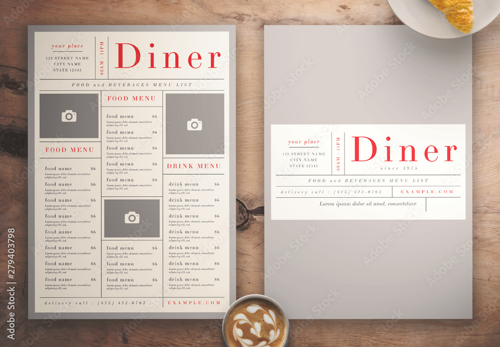 Diner Food Menu Stock Template | Adobe Stock
