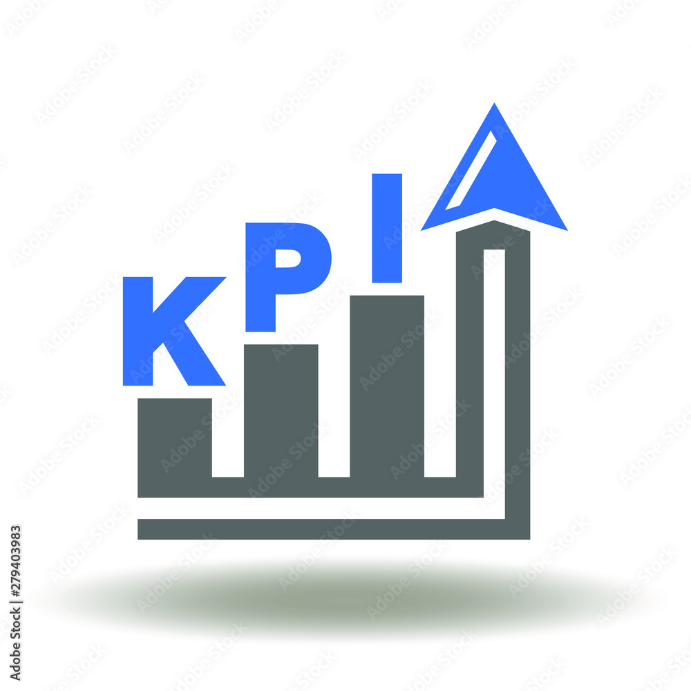 Chart growing KPI icon. Key Performance Indicators Growth Analytics ...