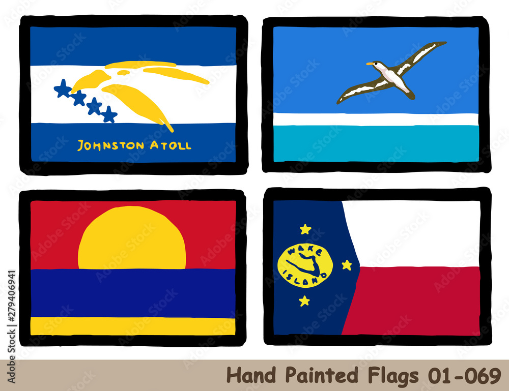 手描きの旗アイコン,ジョンストン島の旗,ミッドウェー島の旗,パルミラ環礁の旗,ウェーク島の旗 Flag of the Johnston ...