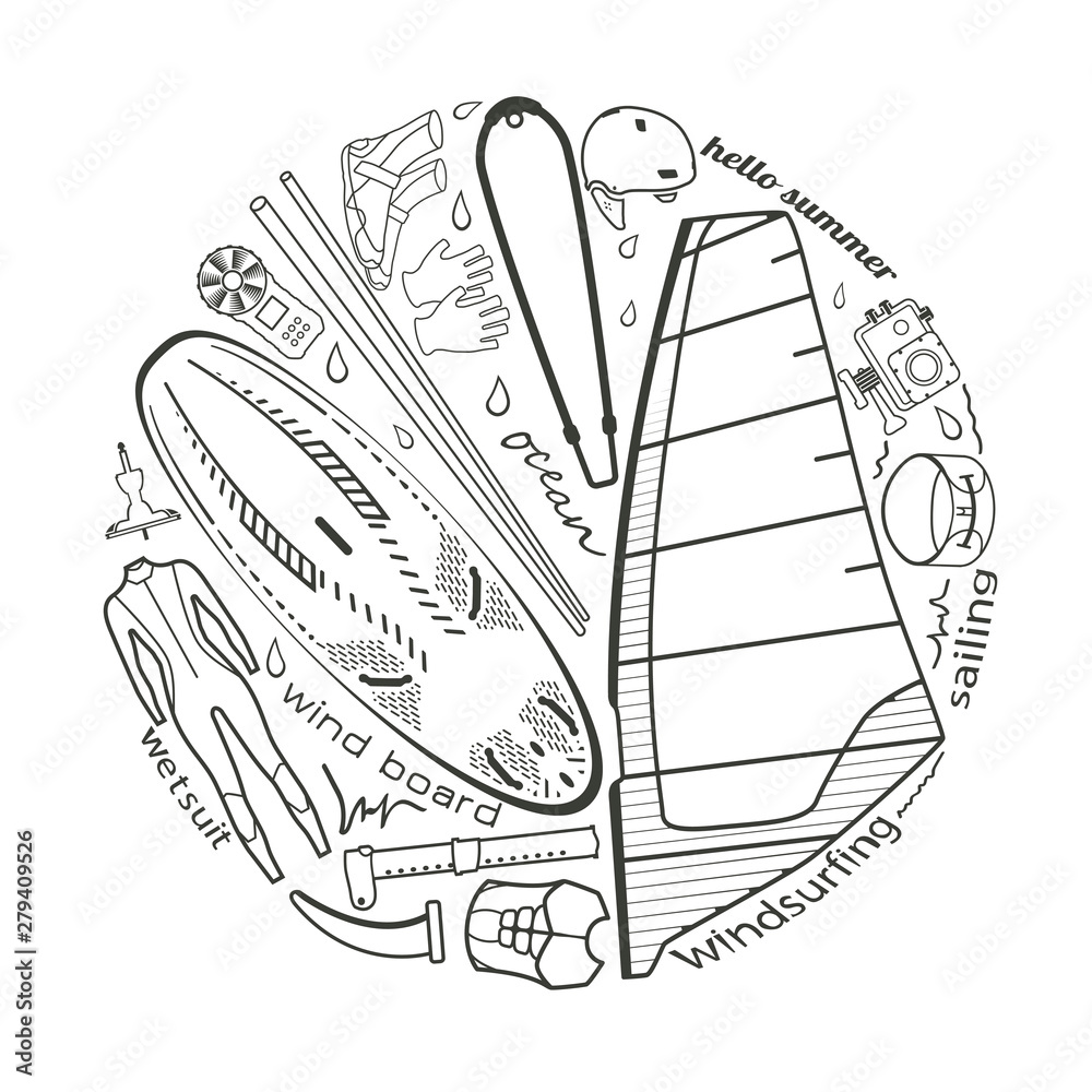 Everything for windsurfing, Round Design Template, outline round ...