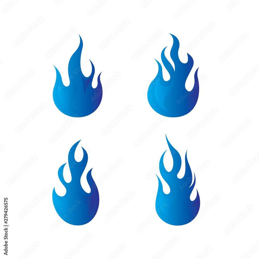 Blue Fire flames, set Logo design inspiration vector icons Stock Vector ...