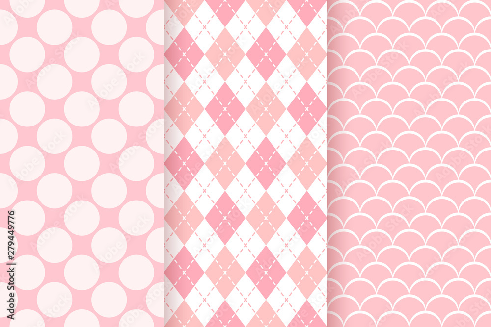 Baby pattern. Kids seamless texture. Baby girl background. Vector. Pink ...