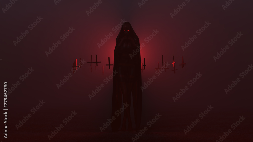 Black Cloaked Seductive Vampire Devil Wrapped in a Futuristic Haute ...