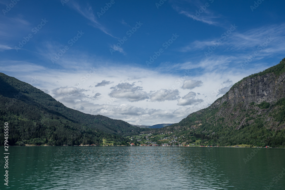 Foto de Panoramic view from the fjord at Solvorn, a cute small resort ...