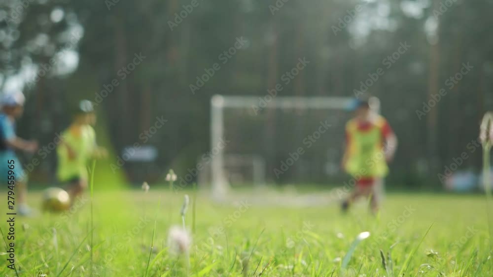Children Training Playing Football Outdoor Stadium. Elementary school ...