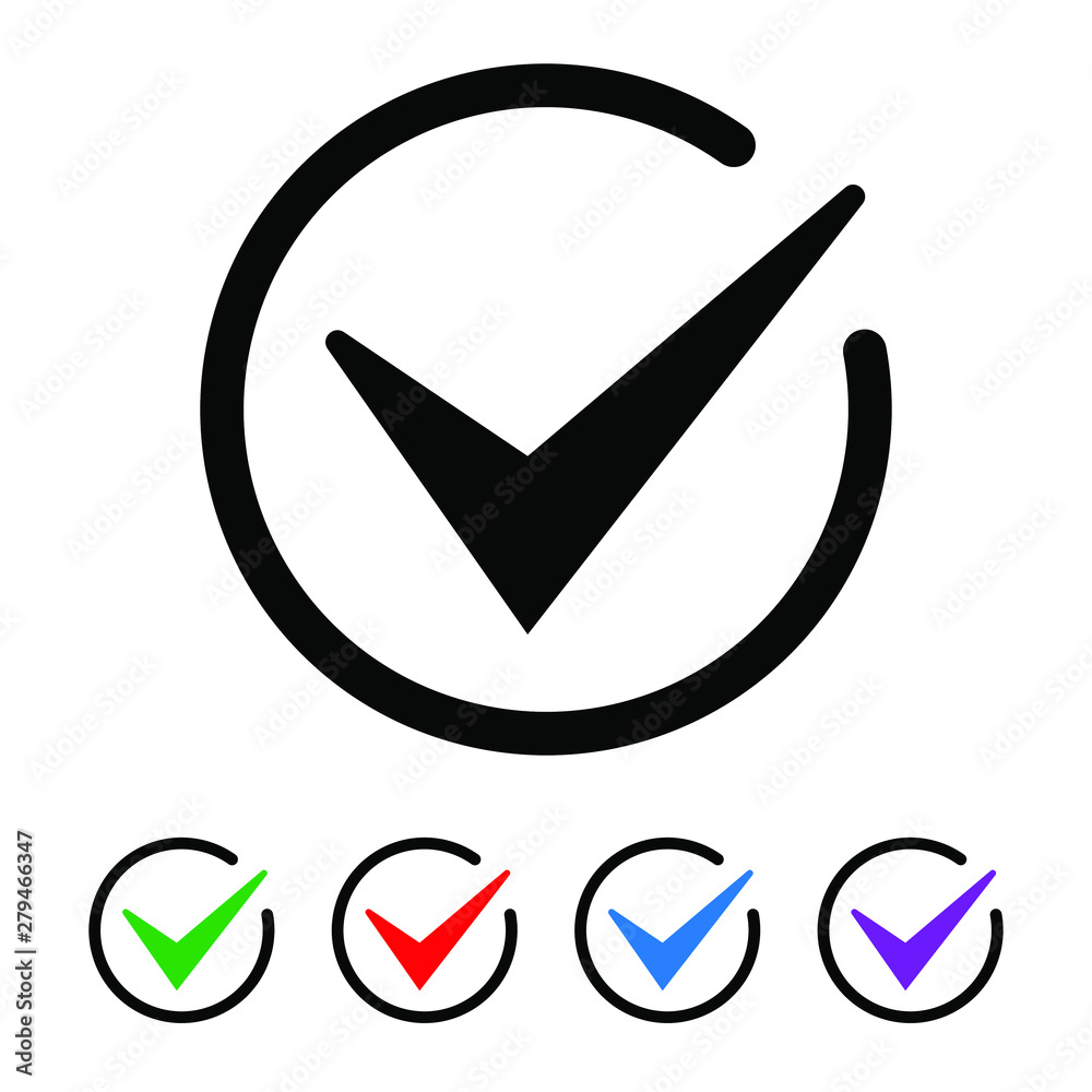 Tick icon vector symbol, checkmark isolated on white background ...