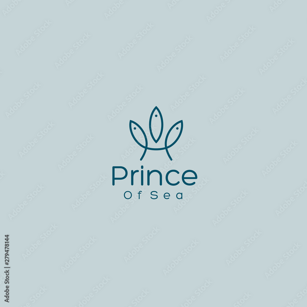 Queen Or Princess Crown Logo Design Inspiration With Fish Illustration ...