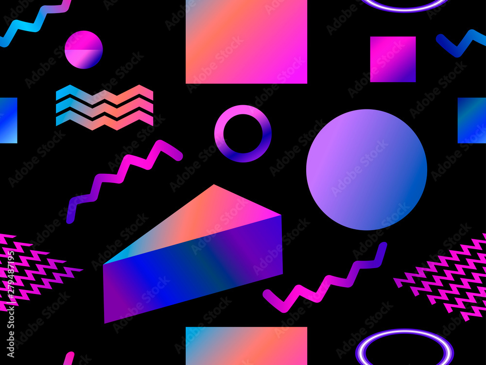 Memphis seamless pattern. Geometric shapes in the style of 80s ...