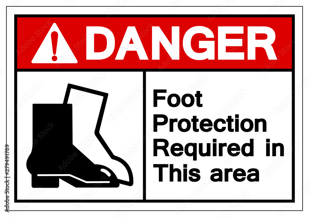 Danger Foot Protection Required In This Area Symbol Sign, Vector ...