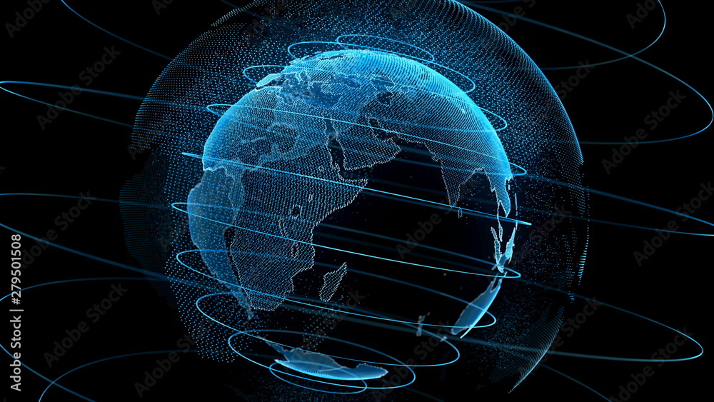 Motion Earth Digital Globe Transparent Surface. Planet Rotation Smaller ...