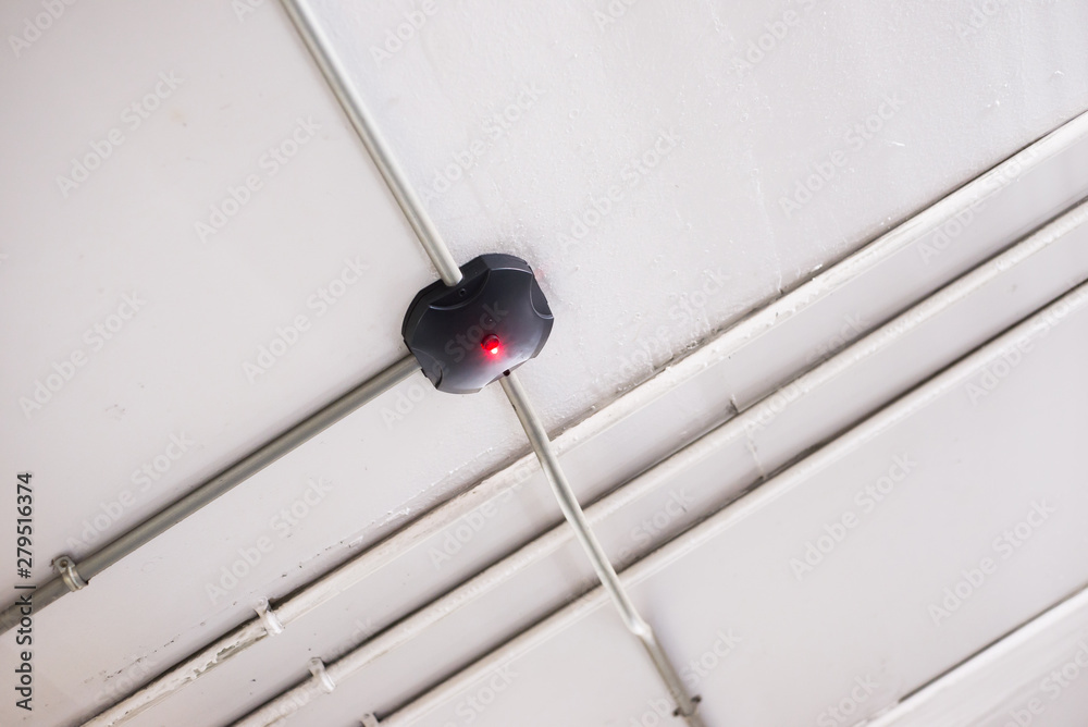 Car Parking lot sensor light in department store . Busy the status ...