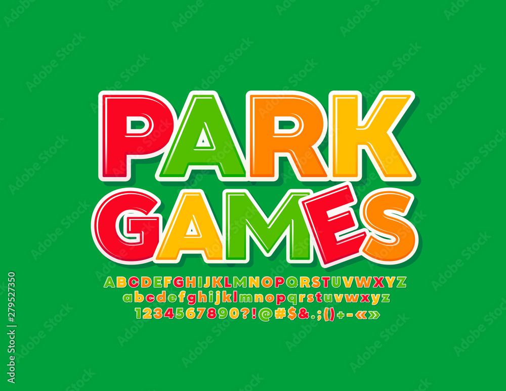 Vector bright sign Park Games with set of Alphabet Letters, Numbers and ...