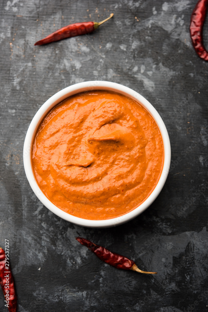 Peri Peri Sauce in a bowl, originally from portugal, it's a hot sauce ...