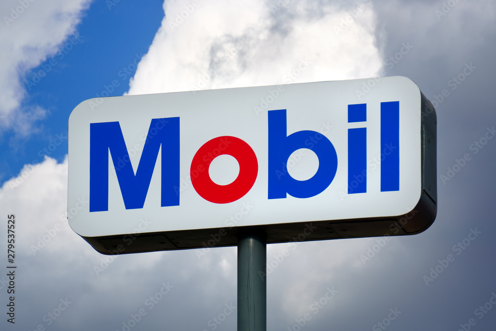 Mobil Oil Gas Station Sign Stock Photo | Adobe Stock