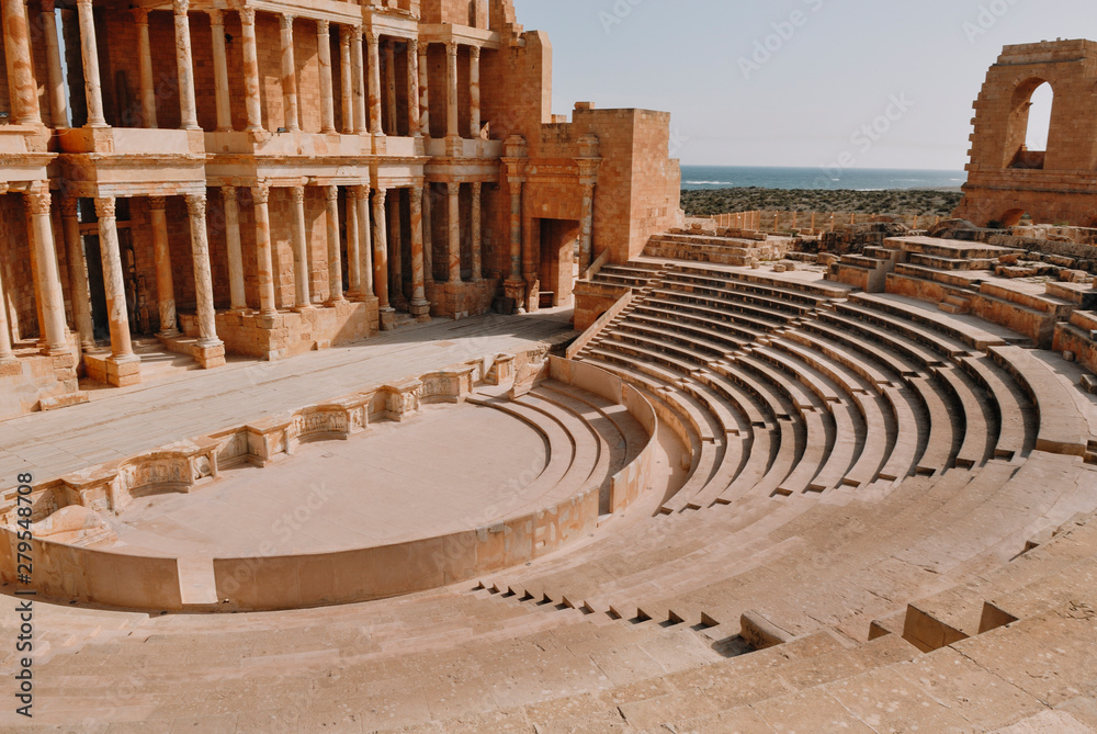 Ancient archaeological site. Ruins of the city of Sabratha, ancient ...