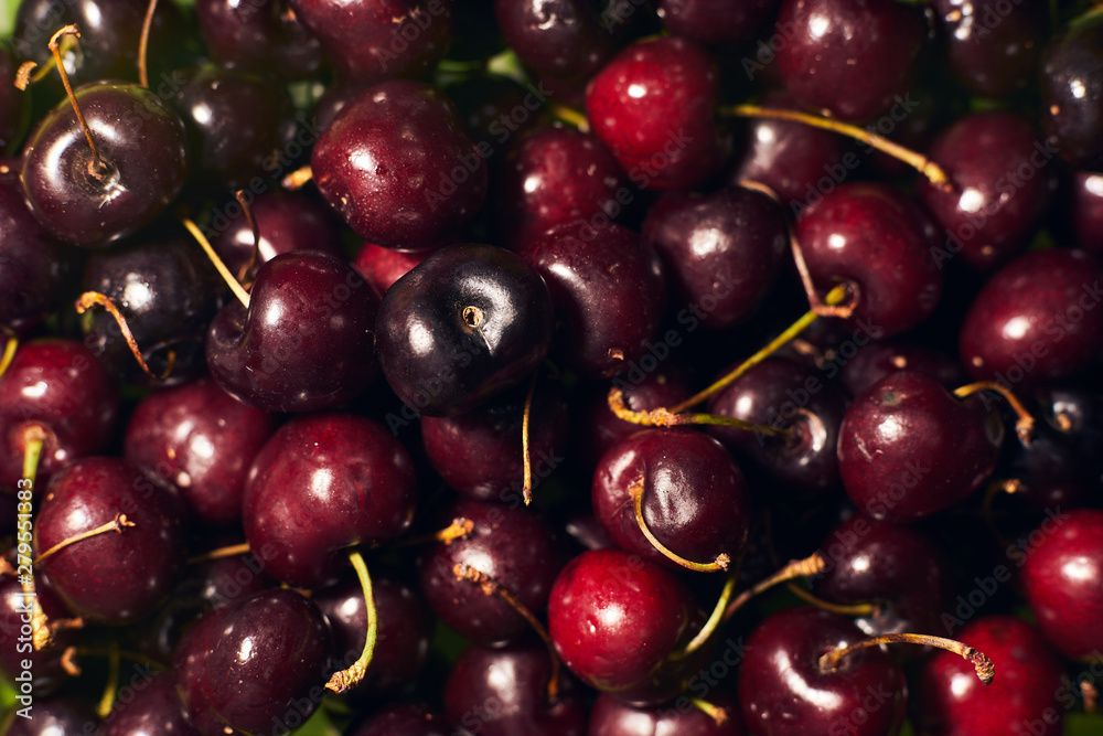 Big collection of red cherries. Background of ripe cherries. Stock ...