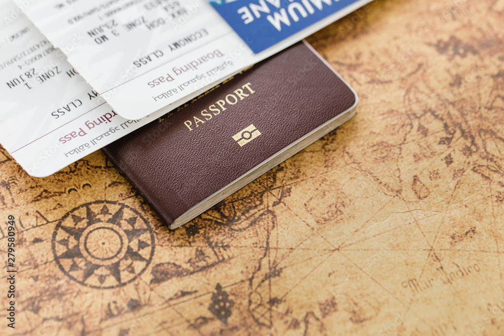 passports and boarding pass on world map,Business travel concept Stock ...