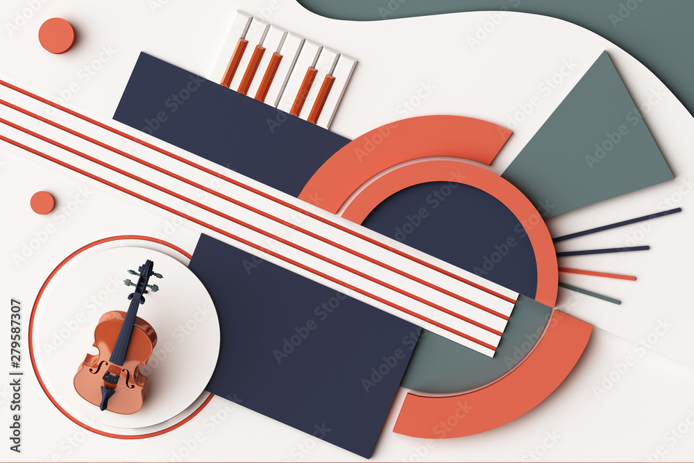 Violin and music instrument concept, Abstract composition of geometric ...