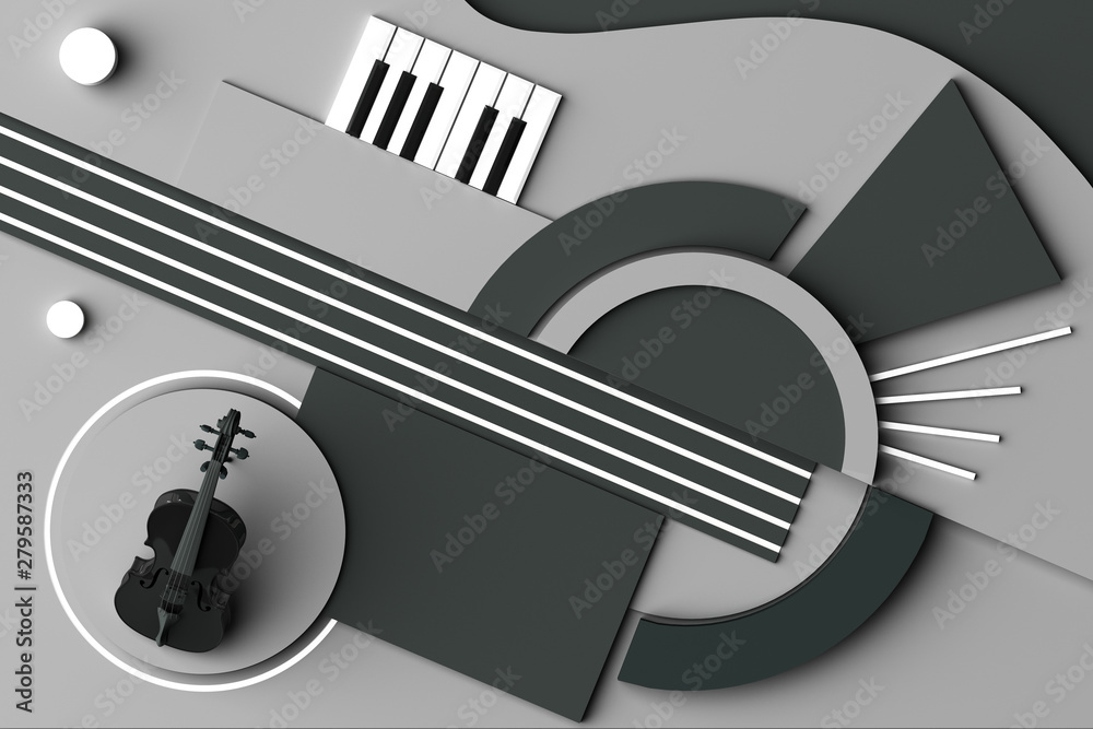 Violin and music instrument concept, Abstract composition of geometric ...