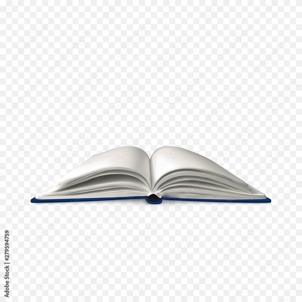 Realistic open book. Book template with white pages. Vector ...