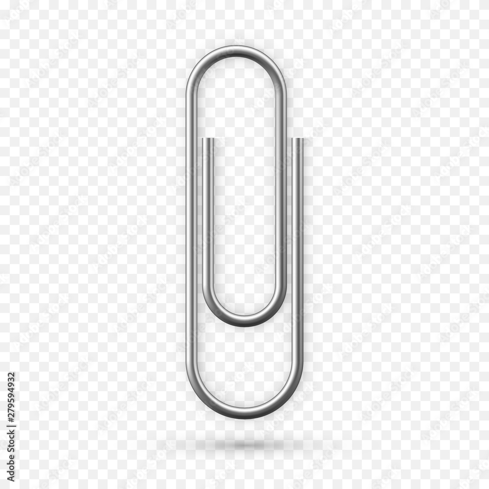 Paperclip icon. Realistic Paper clip attachment with shadow. Attach ...