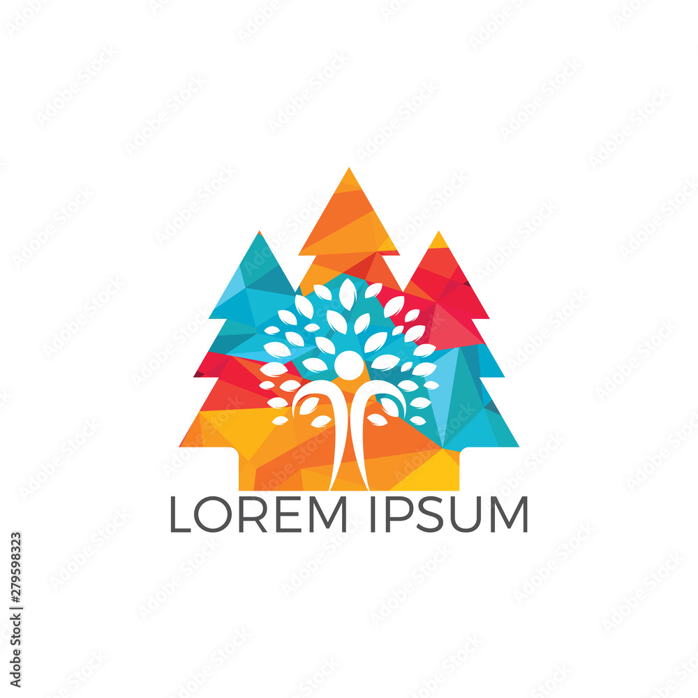 Pine tree people logo design. Healthy person people tree eco and bio ...
