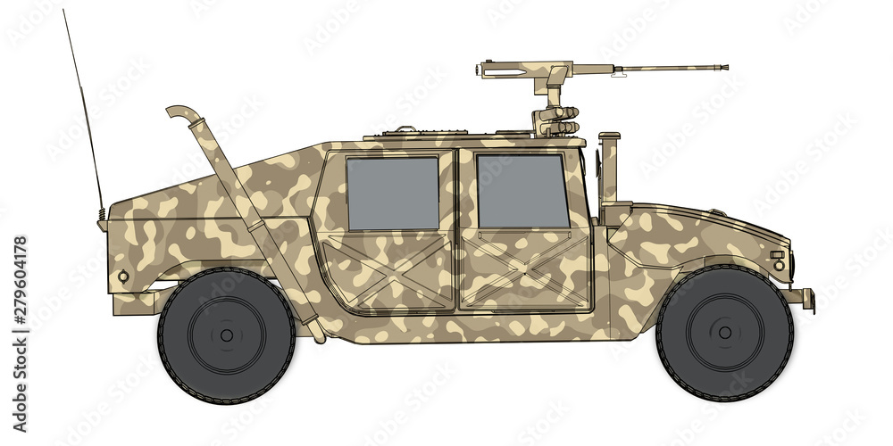 camouflaged 3d render side view of humvee military vehicle Stock ...